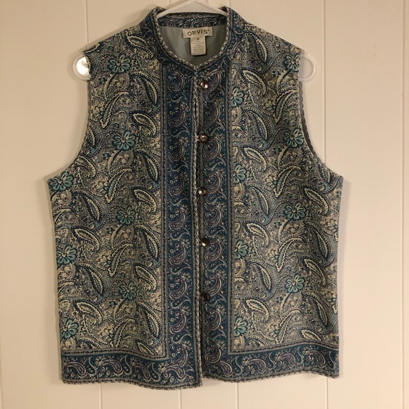 Orvis | Jackets & Coats | Orvis Paisley Vest Buttons Up Front Medium ...